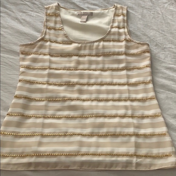Banana Republic | Tops | Tanwhitegold Beaded Banana Republic Tank ...